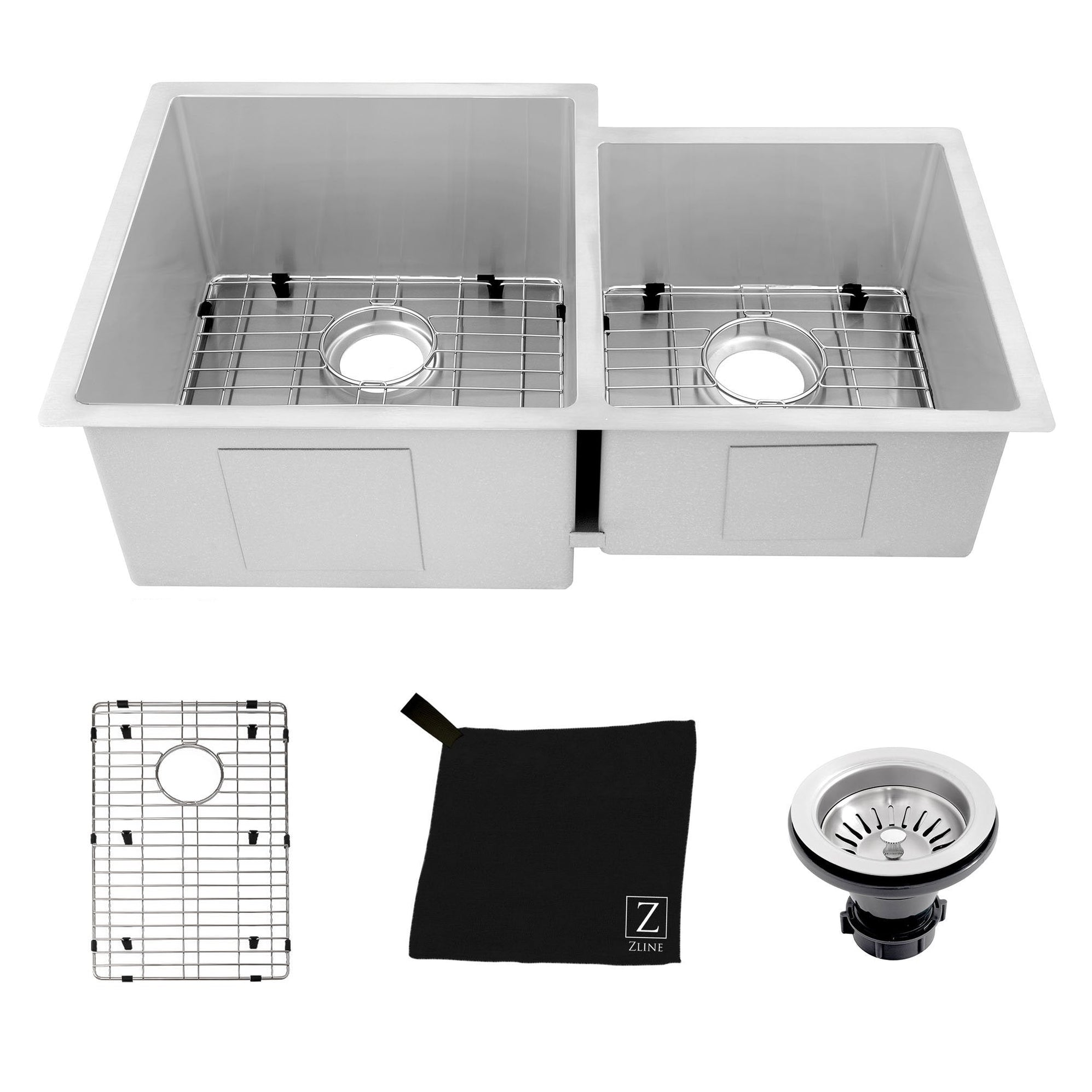ZLINE 32 in. Jackson Undermount Double Bowl Kitchen Sink with Bottom G ...